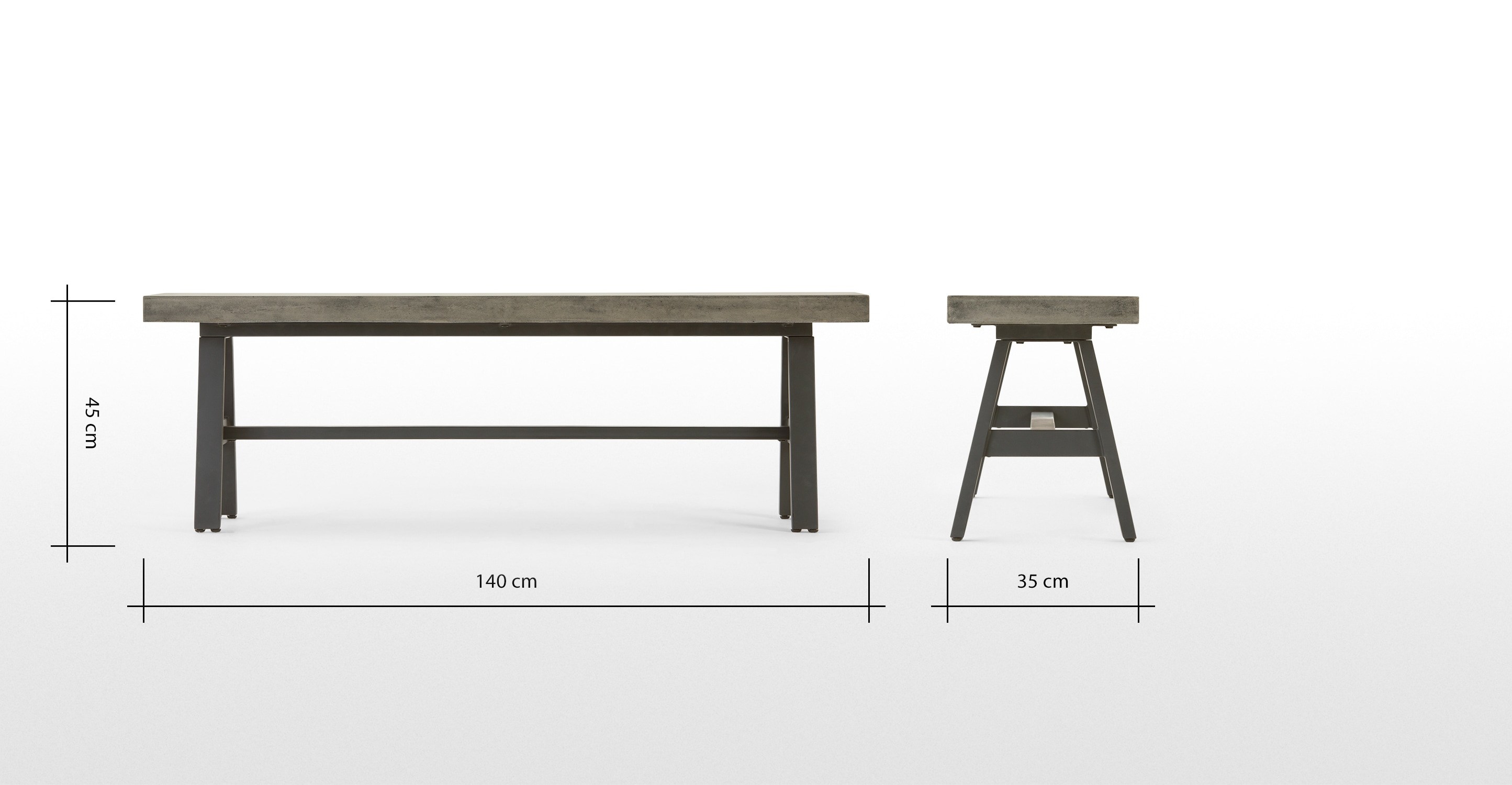 EDSON garden dining bench Cement and metal - Outdoor dining furniture ...