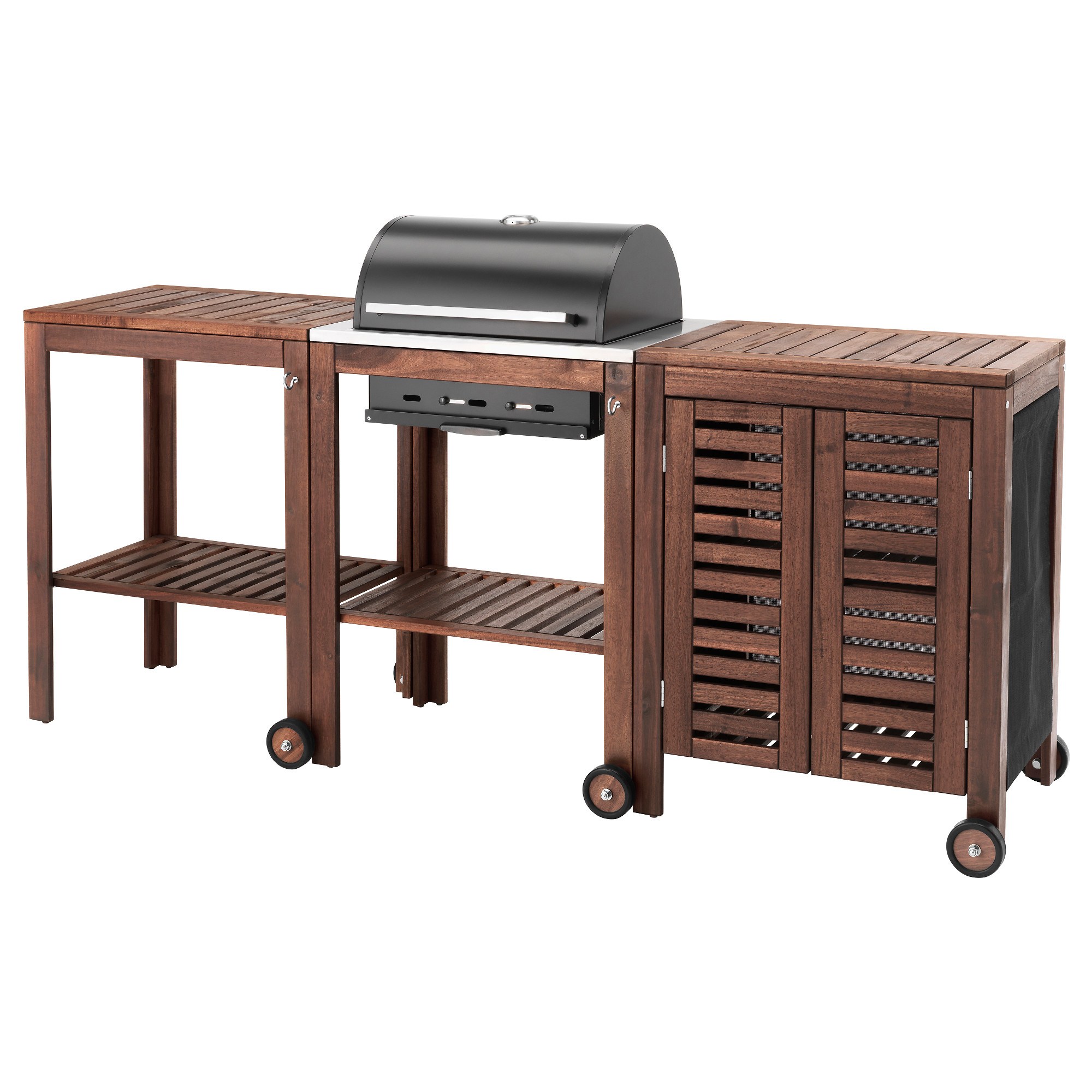 APPLARO AND KLASEN charcoal grill with cart & cabinet Brown stained ...