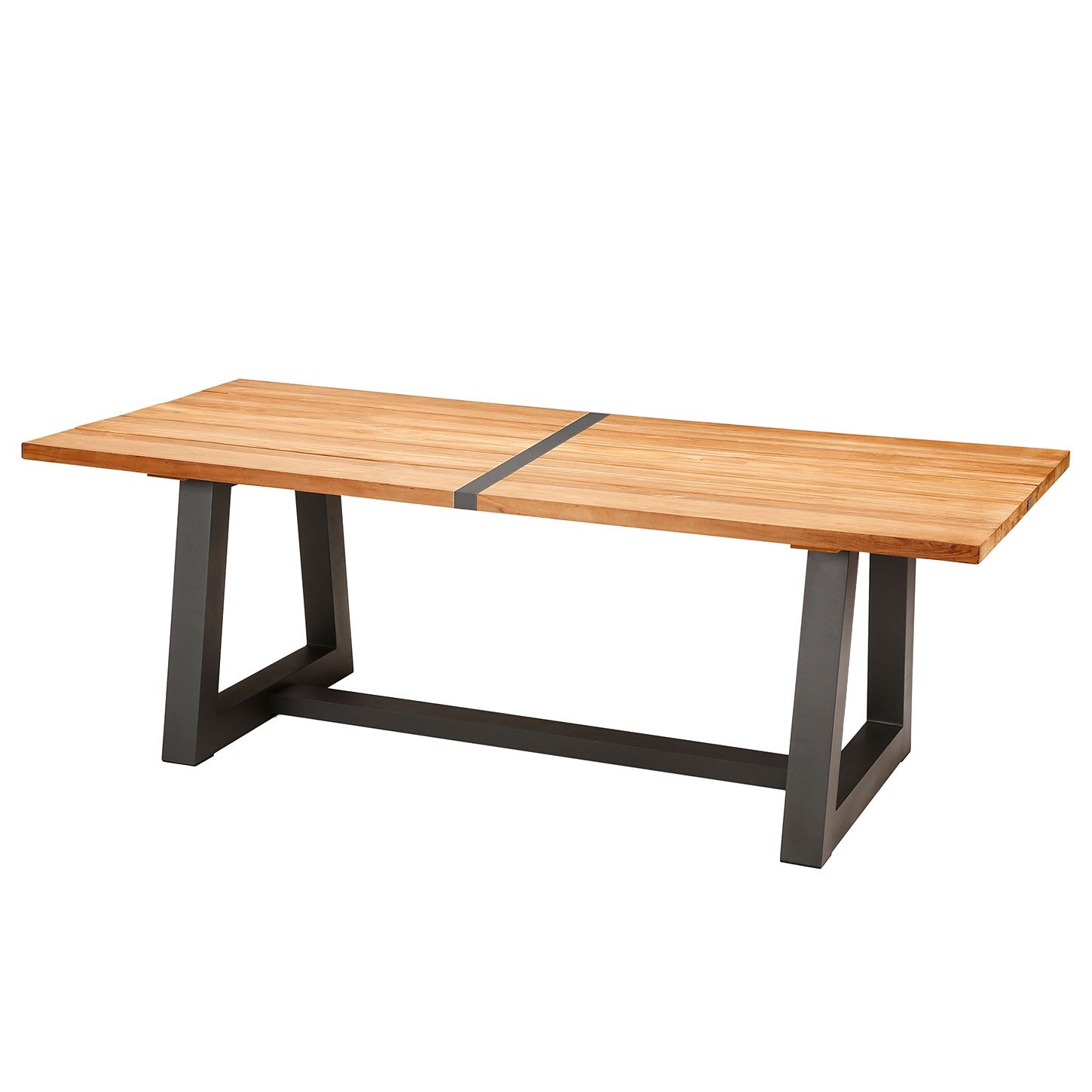 CAMPIONE Table Aluminum frame in black, Teak solid wood in brown ...