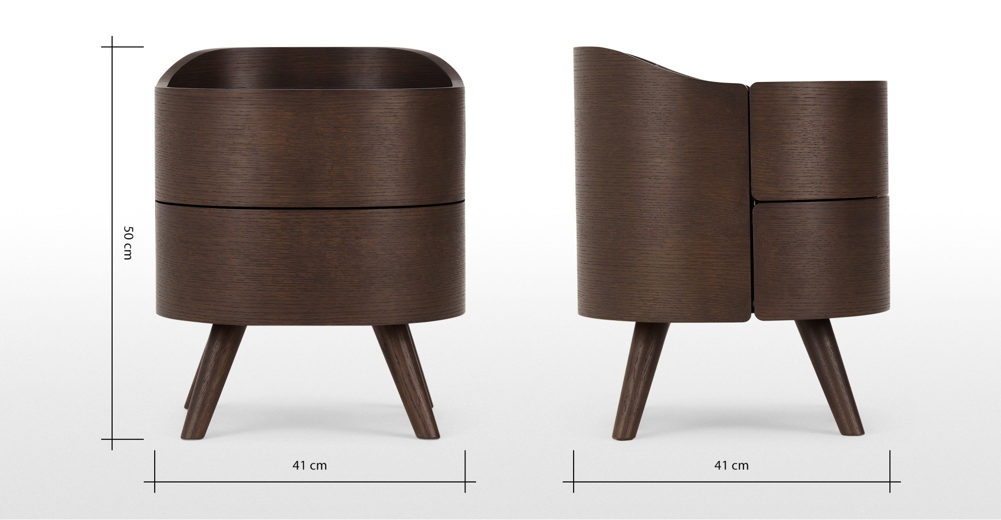 ADA 2 Drawer Bedside Table Dark Stain Solid Oak - Bedside tables ...