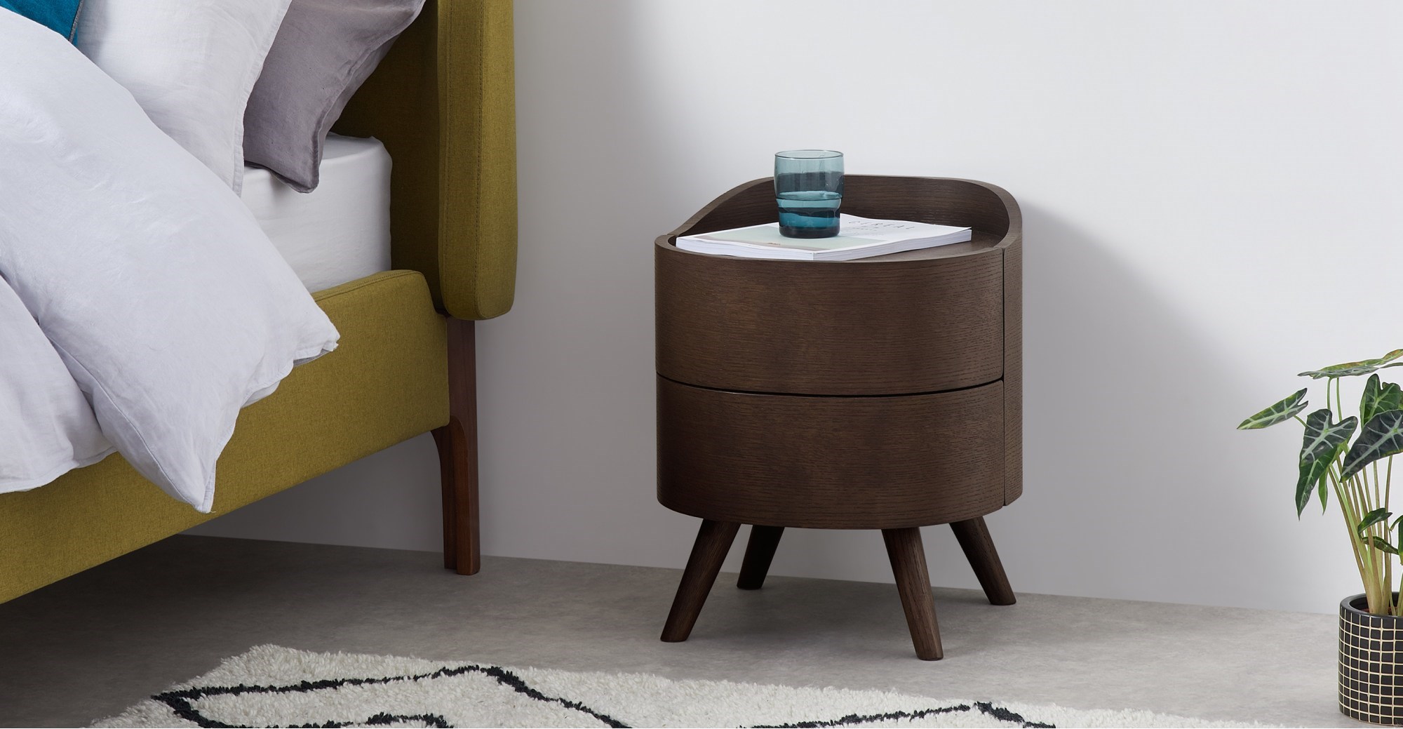 ADA 2 Drawer Bedside Table Dark Stain Solid Oak - Bedside tables ...