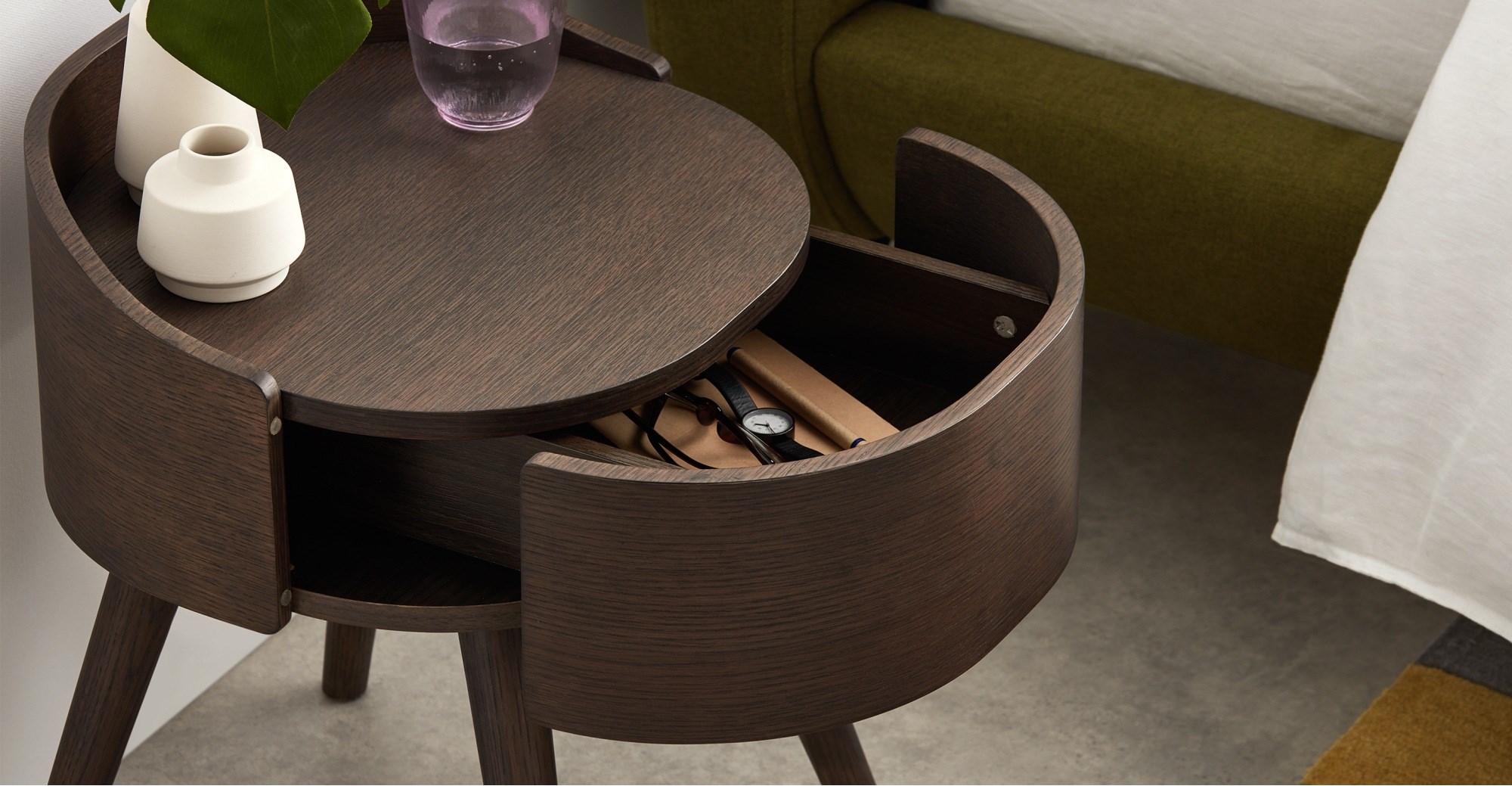 ADA Bedside Table Dark Stain Solid Oak - Bedside tables - Furniture ...