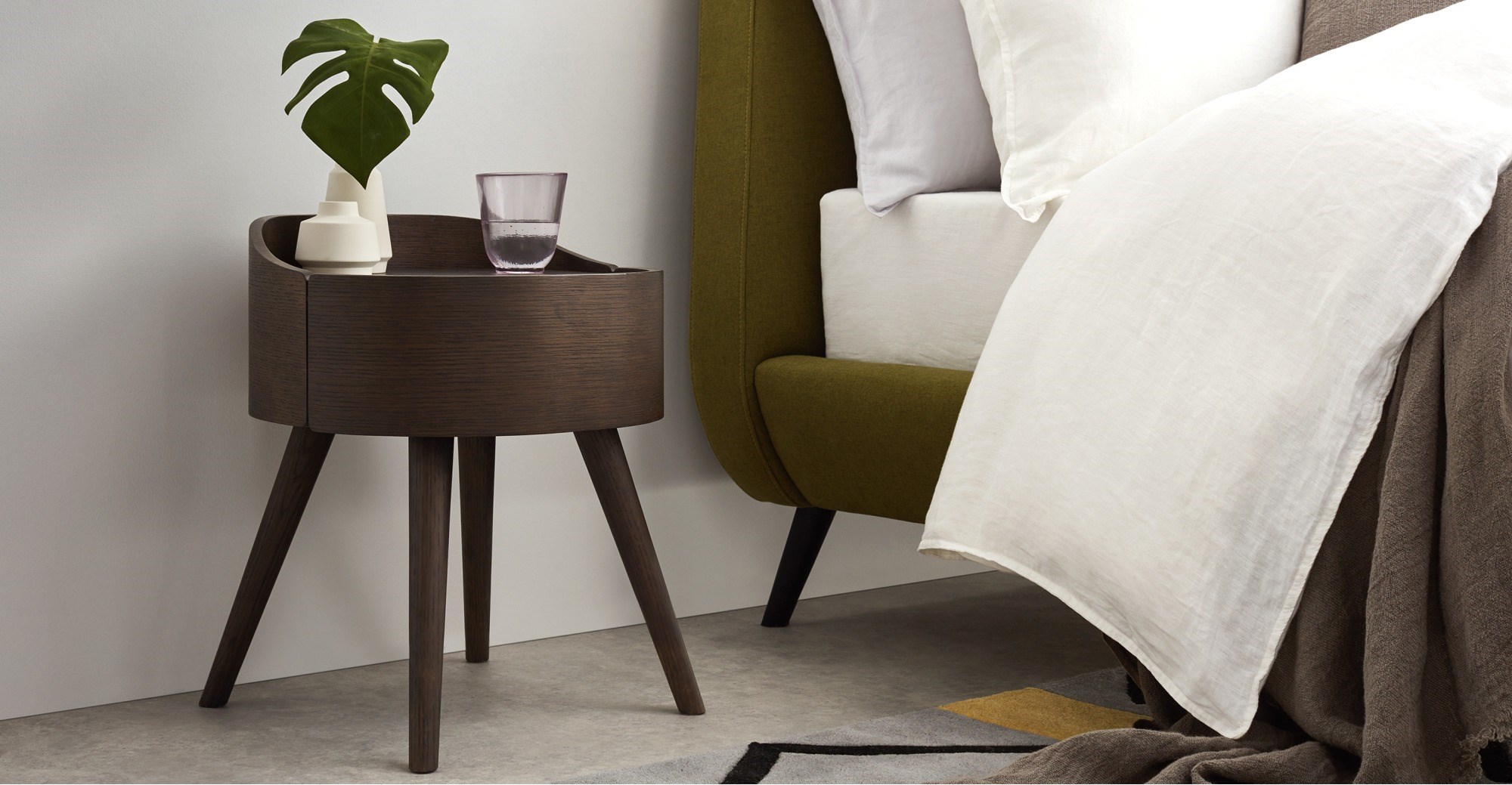 ADA Bedside Table Dark Stain Solid Oak - Bedside tables - Furniture ...