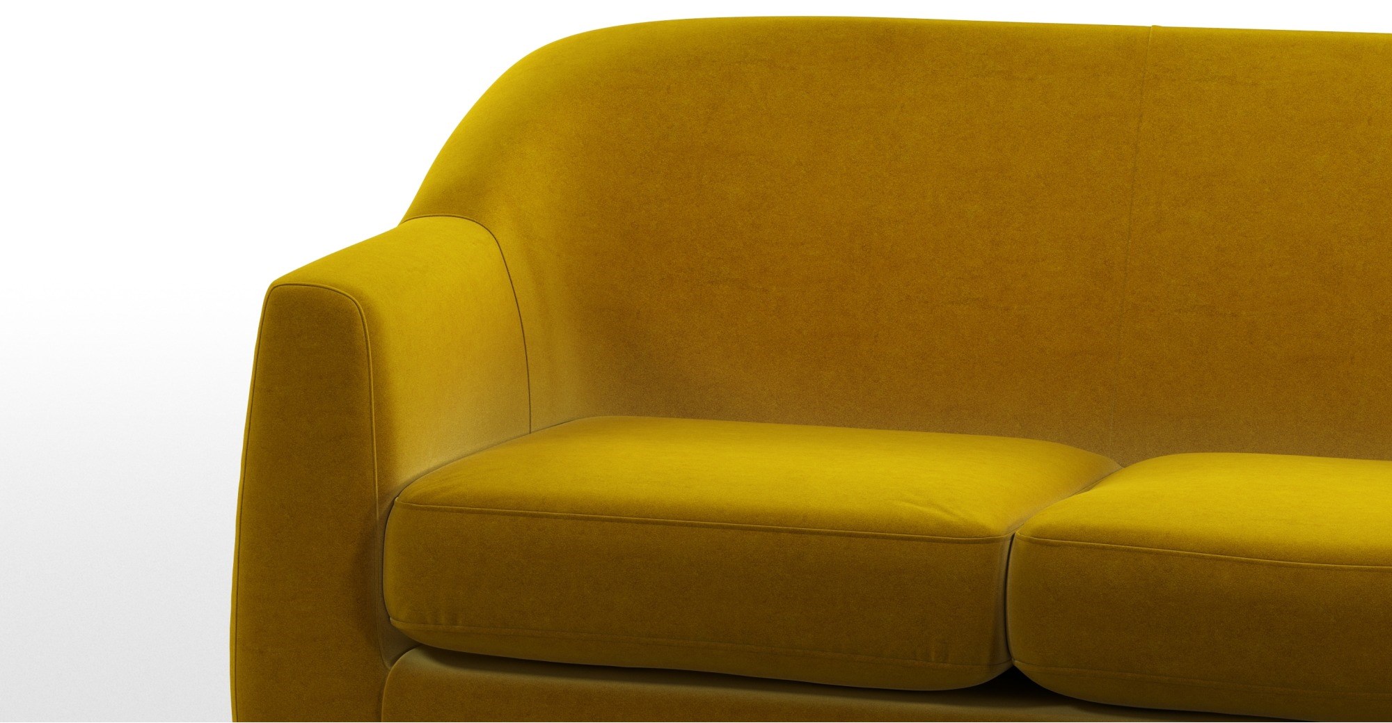 TUBBY 2-3 Seater Sofa 2 Seater Sofa, Saffron Yellow Velvet with Dark ...
