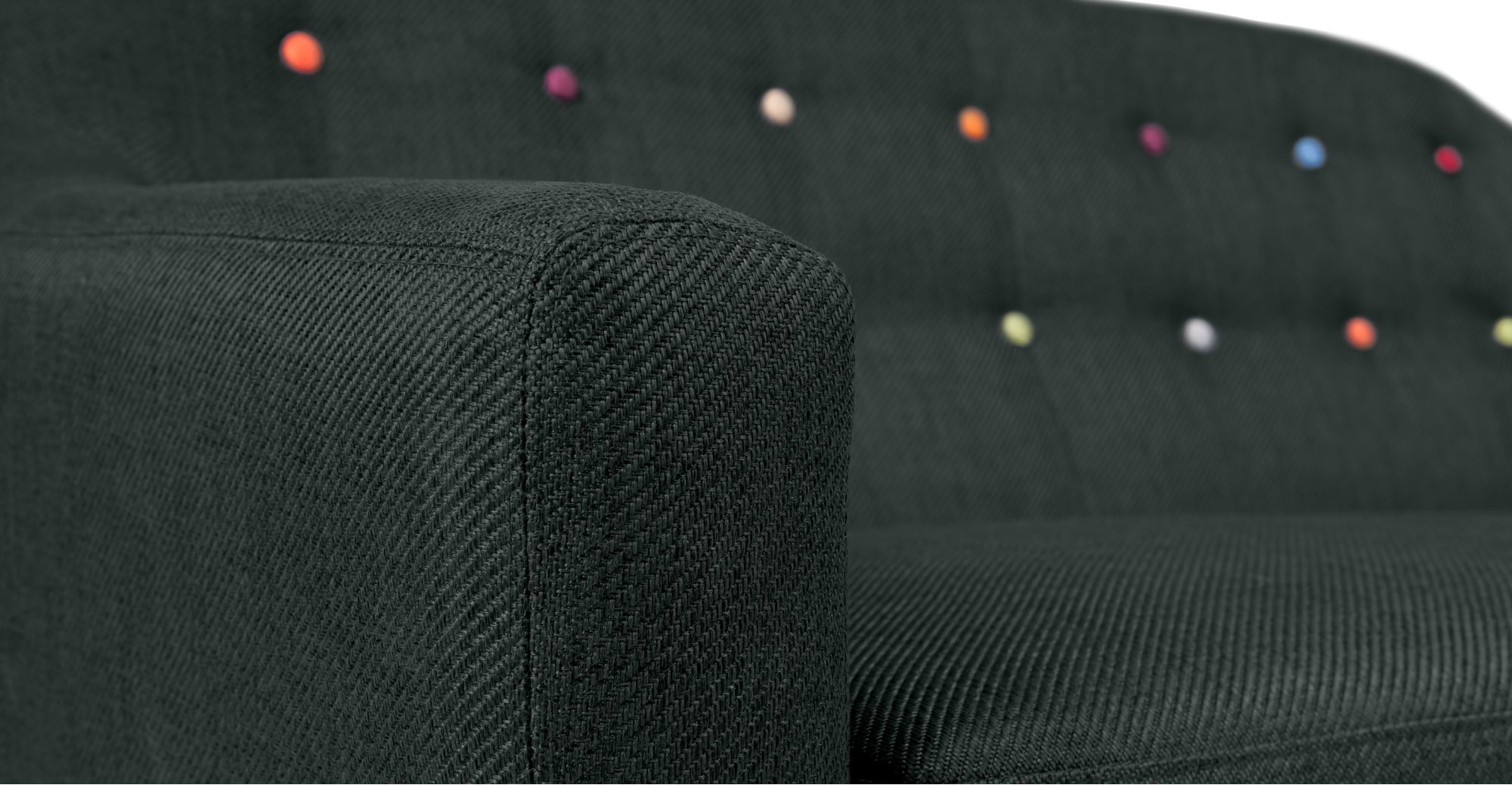 RITCHIE 2-3 Seater Sofa 2 Seater Anthracite Grey with Rainbow Buttons ...