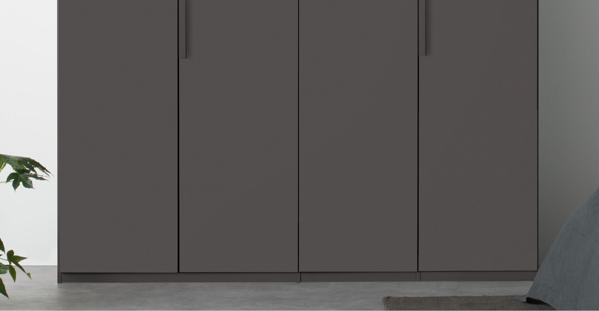 CAREN 4 door 200cm Hinged Wardrobe Graphite Grey Frame, matte Graphite ...